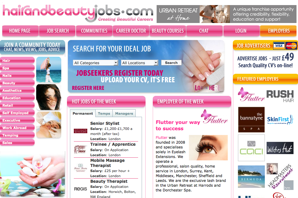 Hair and Beauty Jobs website - Broke in London