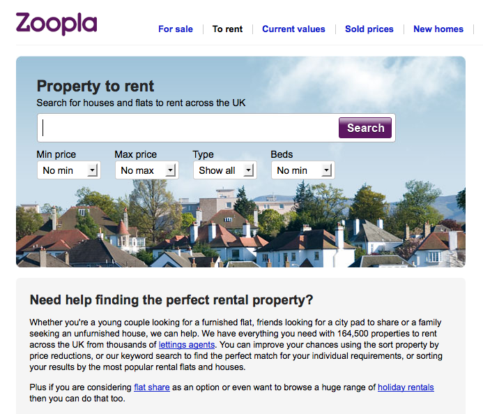 Zoopla website - Broke in London